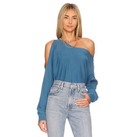 REVOLVE | Tops | Nwt Lanston Revolve One Shoulder Blue Long Sleeve ...